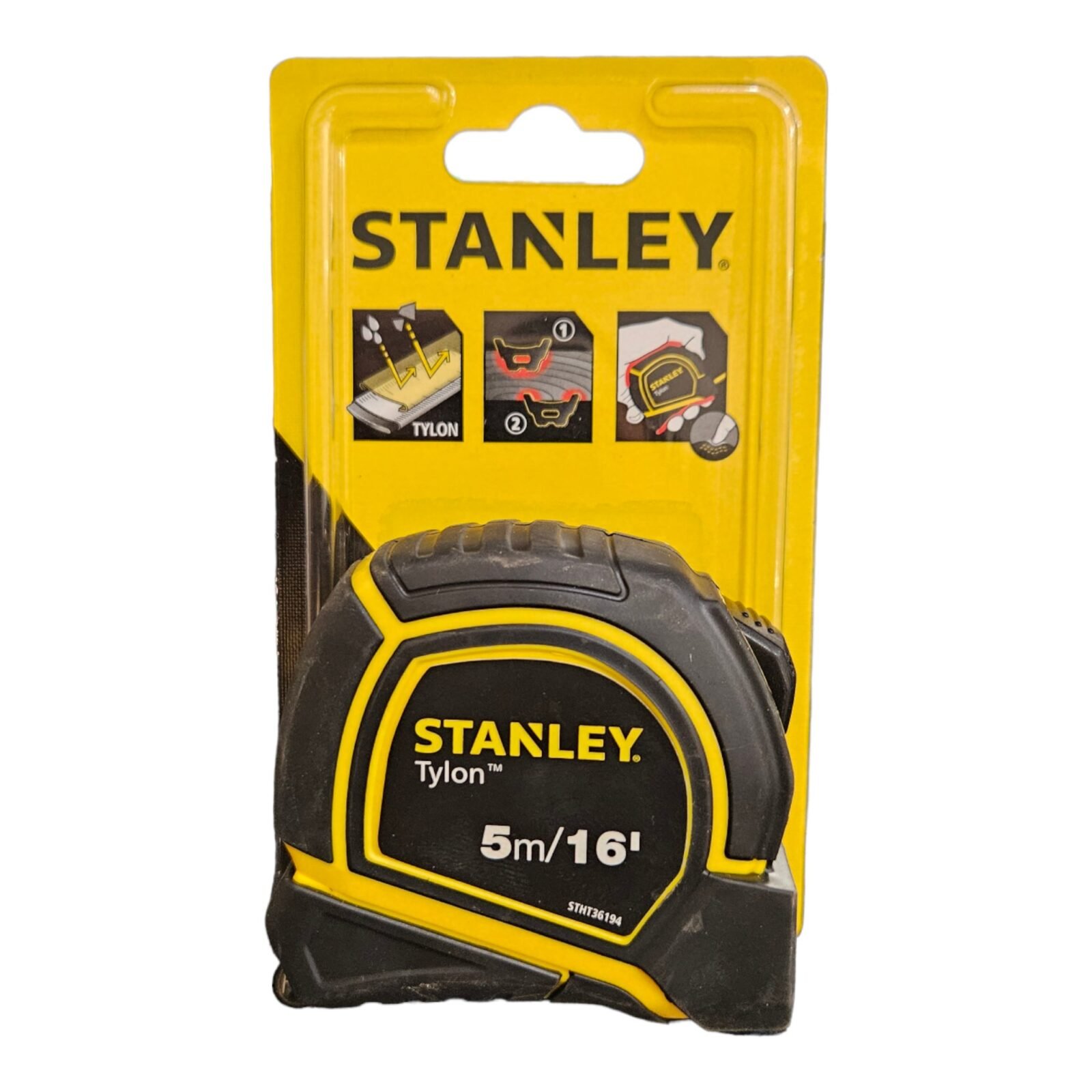STHT36194 Tylon Short Tape Measure, 5m/16' x 19mm Yellow/Black (STANLEY ...